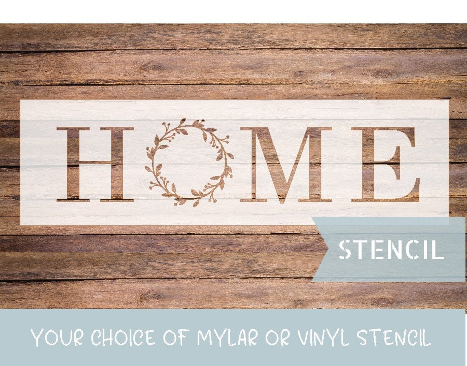 Farmhouse home stencil home with wreath stencil stencils for | Etsy