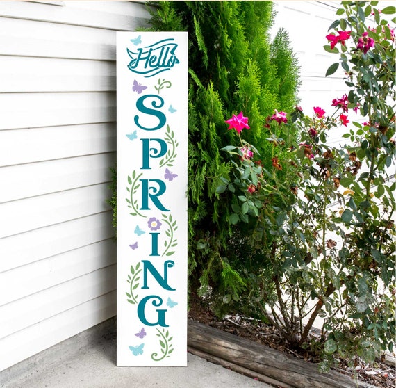 Hello Spring Stencil With Butterflies Large Reusable Mylar - Etsy