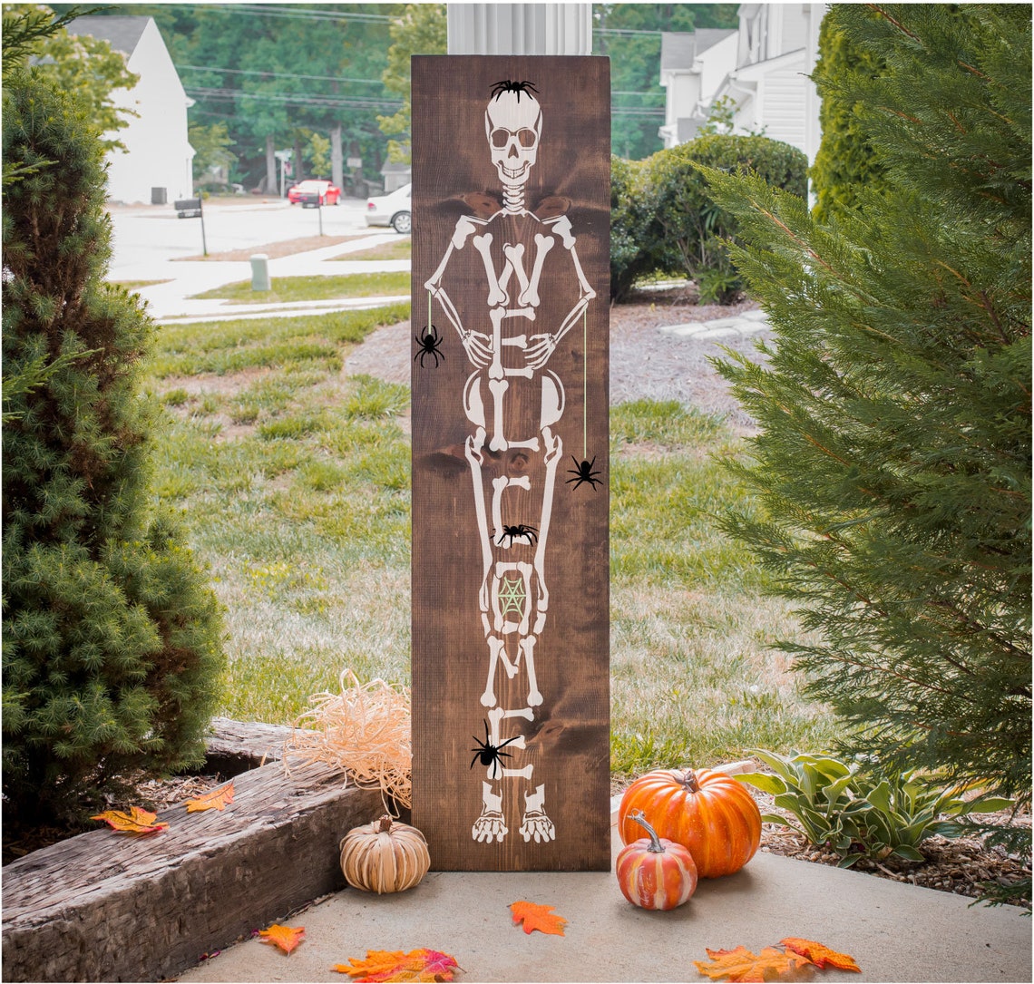 Skeleton Welcome Stencil Halloween Porch Stencil Reusable | Etsy