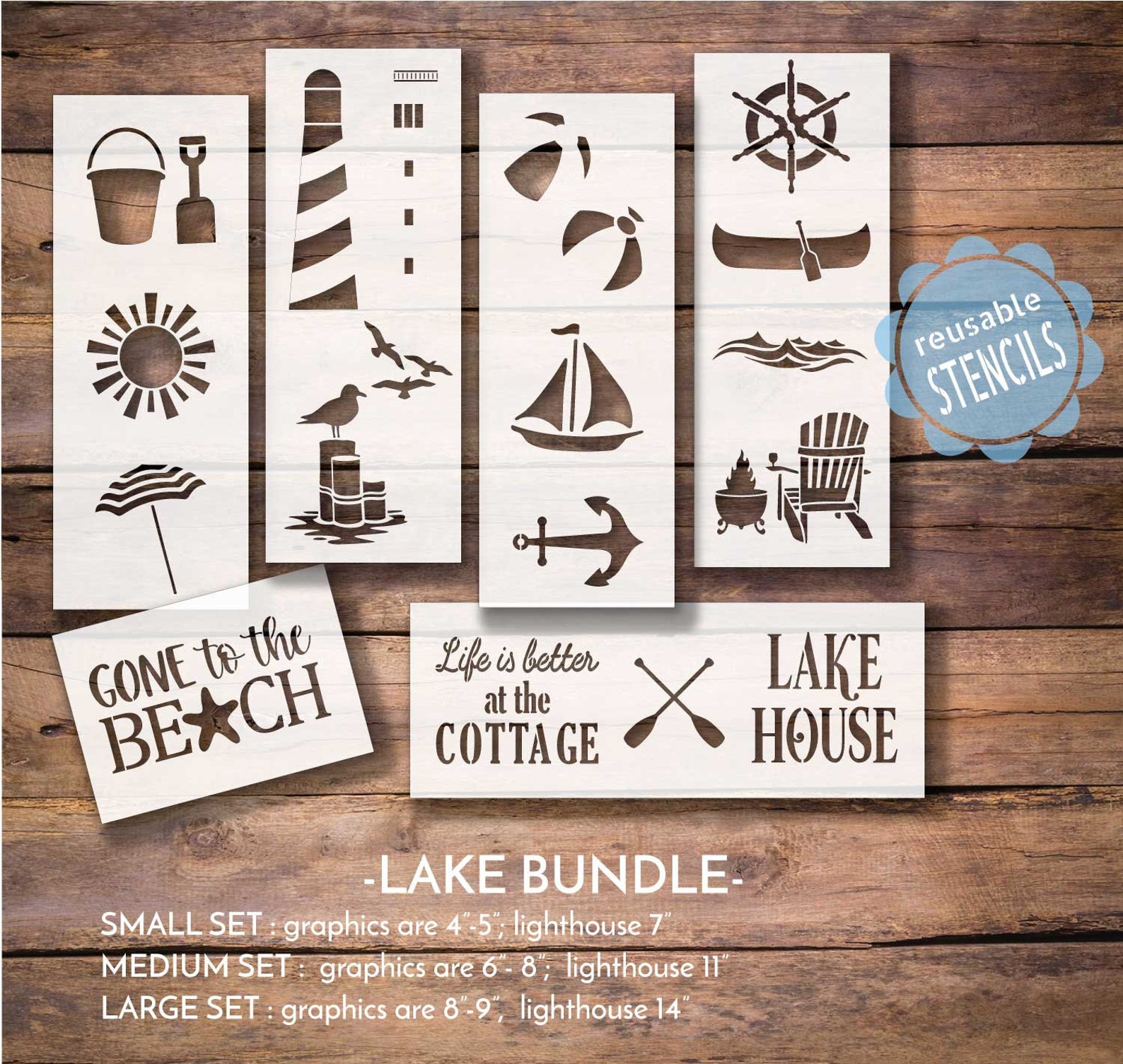 Lake Stencils, Beach Stencils, Lake House, Reusable Stencils, Summer ...