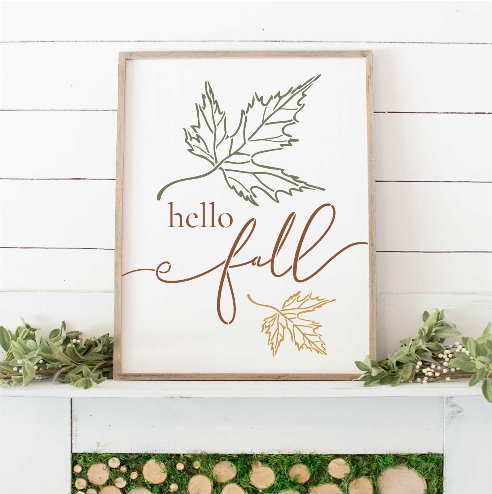 Hello Fall Stencil With Big Leaf Design, Mylar Reusable Stencil for ...