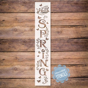 Hello Spring Stencil With Butterflies - Large Reusable Mylar Stencil ...
