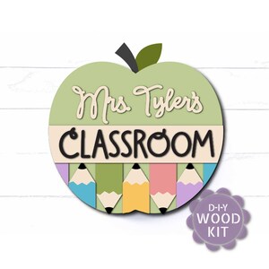 DIY WOOD KIT / Apple Sign Classroom Door Hanger Kit / Wood Blank ...