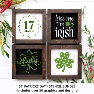 St. Patricks Day Stencil Bundle, Shamrock Stencils, Horseshoe Stencil ...