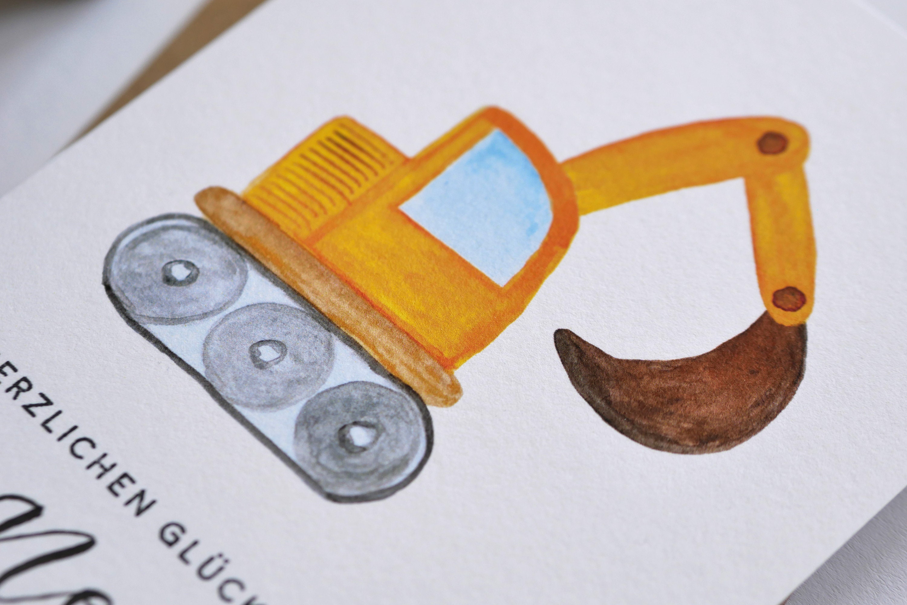 Bagger-Karte zum Geburtstag personalisiert und handgemalt | Etsy