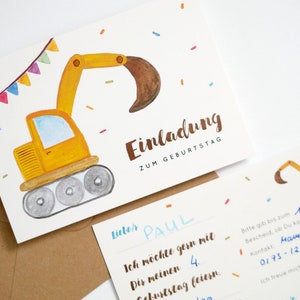 Einladung Bagger Geburtstag Kindergeburtstag - Etsy