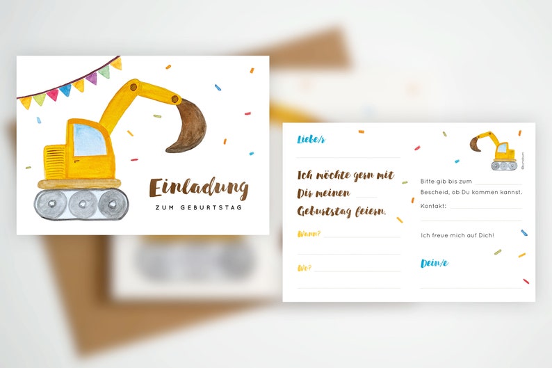 Einladung Bagger Geburtstag Kindergeburtstag - Etsy