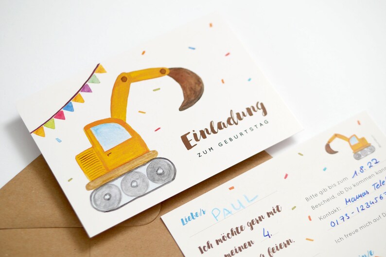 Einladung Bagger Geburtstag Kindergeburtstag - Etsy