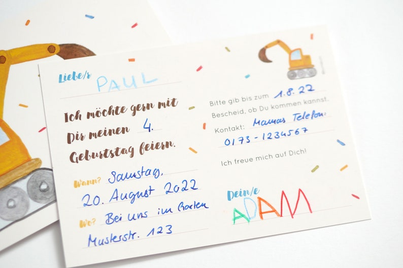Einladung Bagger Geburtstag Kindergeburtstag - Etsy