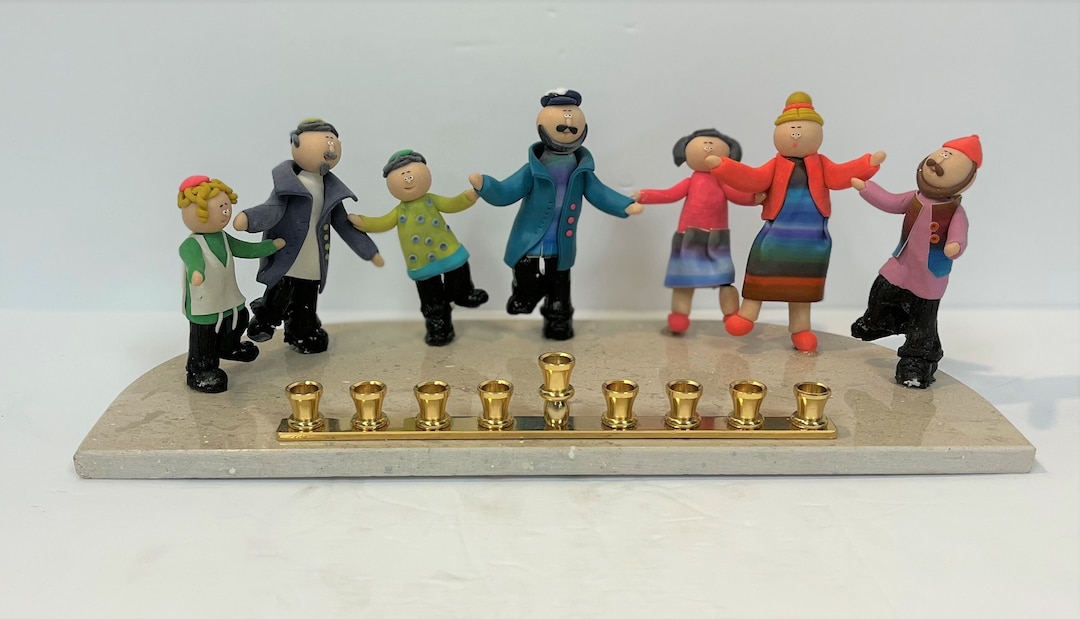 Artistic Menorah W/ Dancing Fima Figurines on Marble Base - Etsy