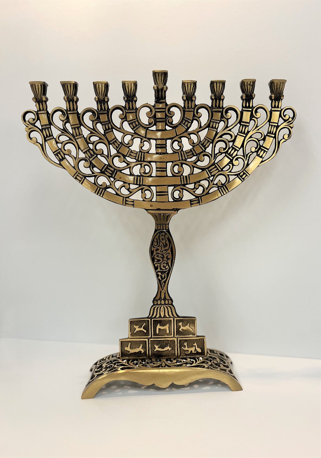 Beautifully Engraved Brass Menorah Made in Israel - Etsy