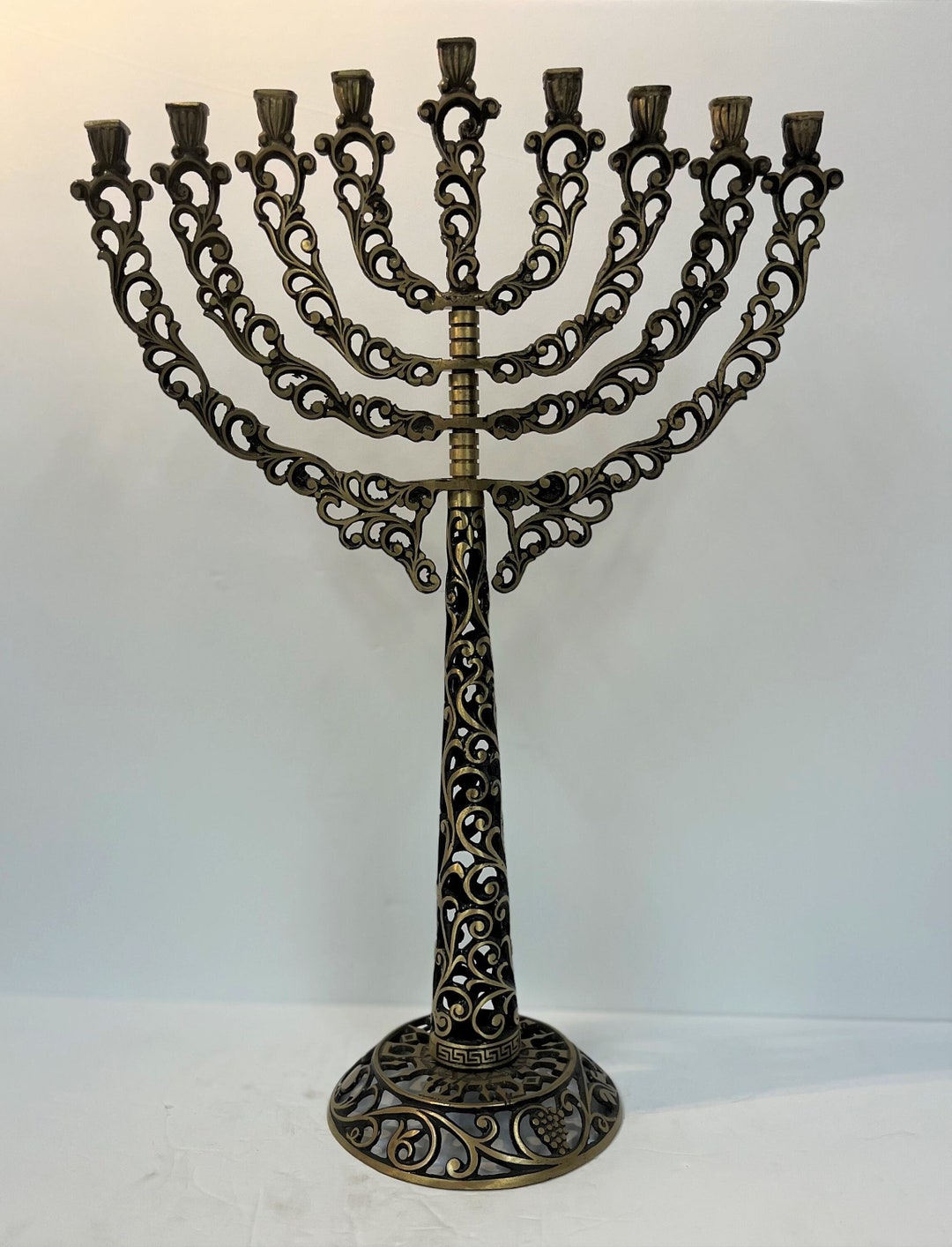 Beautifully Engraved Brass Menorah Made by Oppenheim in Israel - Etsy