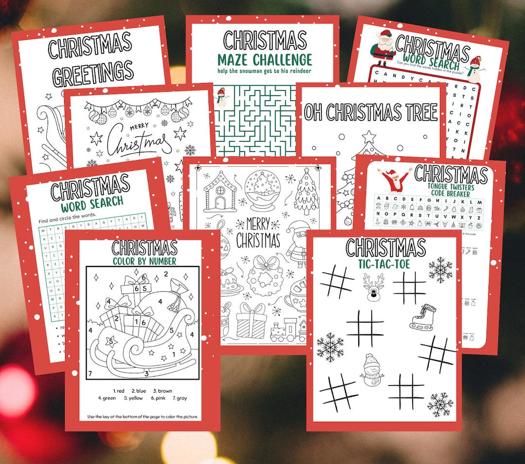 Printable Christmas Kids Activities Bundle Sheets, Christmas Coloring ...