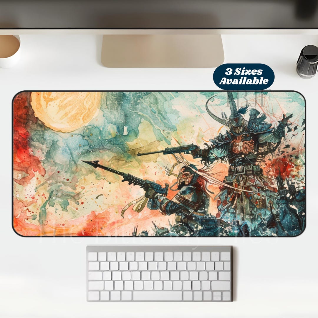 Mythical Battle Theme Gaming Keyboard Desk Mat, Fantasy Art Table Top ...