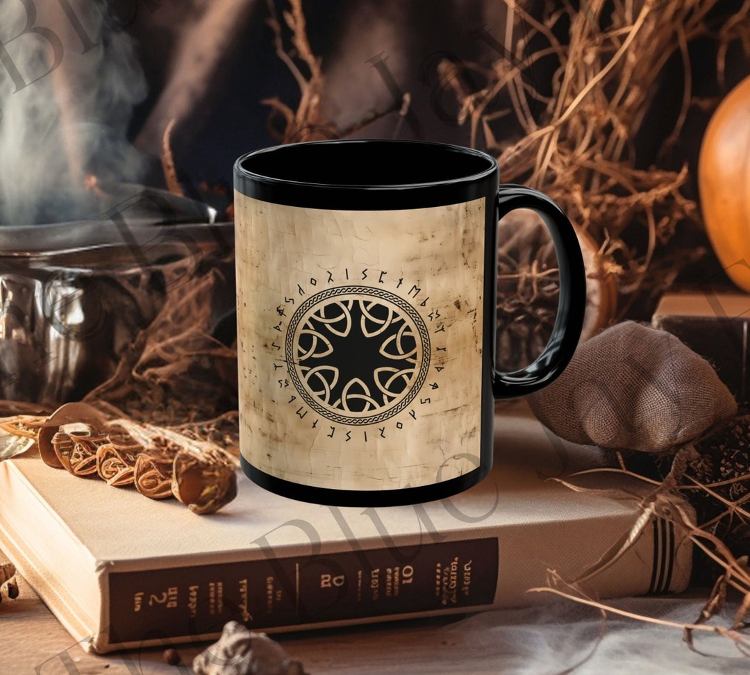 Celtic Design Symbol Norse Rune 11oz Black Ceramic Mug Viking Coffee ...