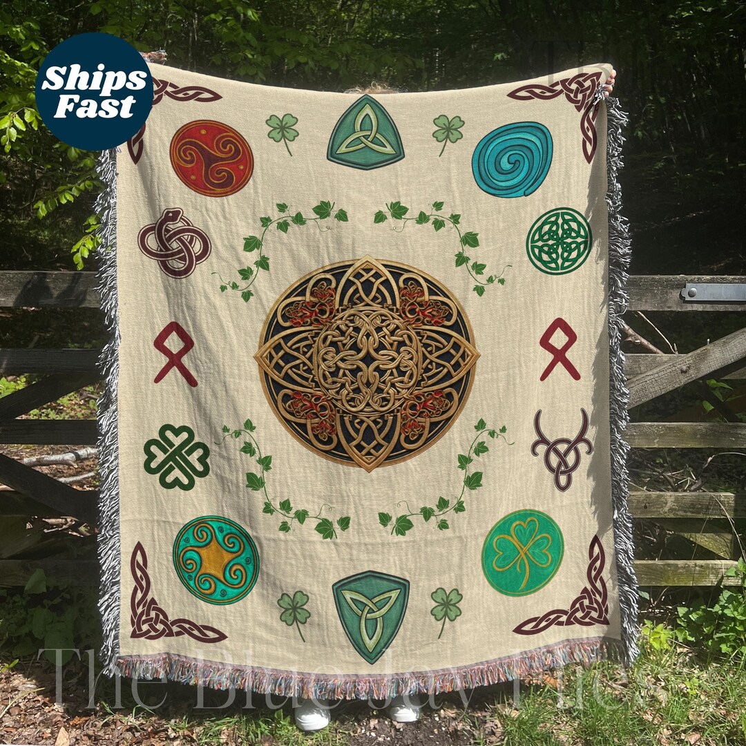 Celtic Knot Woven Throw Blanket, Irish Talisman, Yggdrasil, Gift for ...