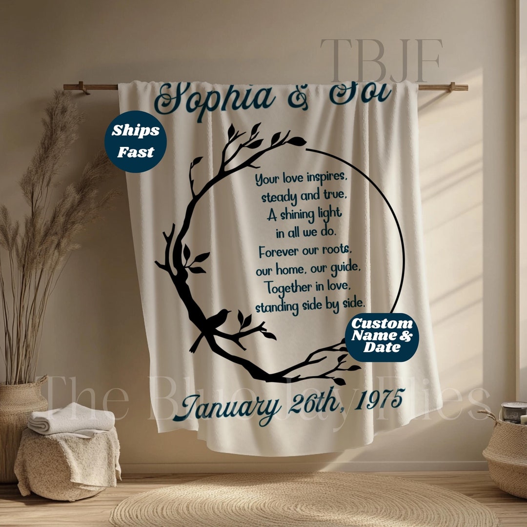 Milestone Anniversary Love Poem to Parents Custom Sherpa Throw Blanket ...