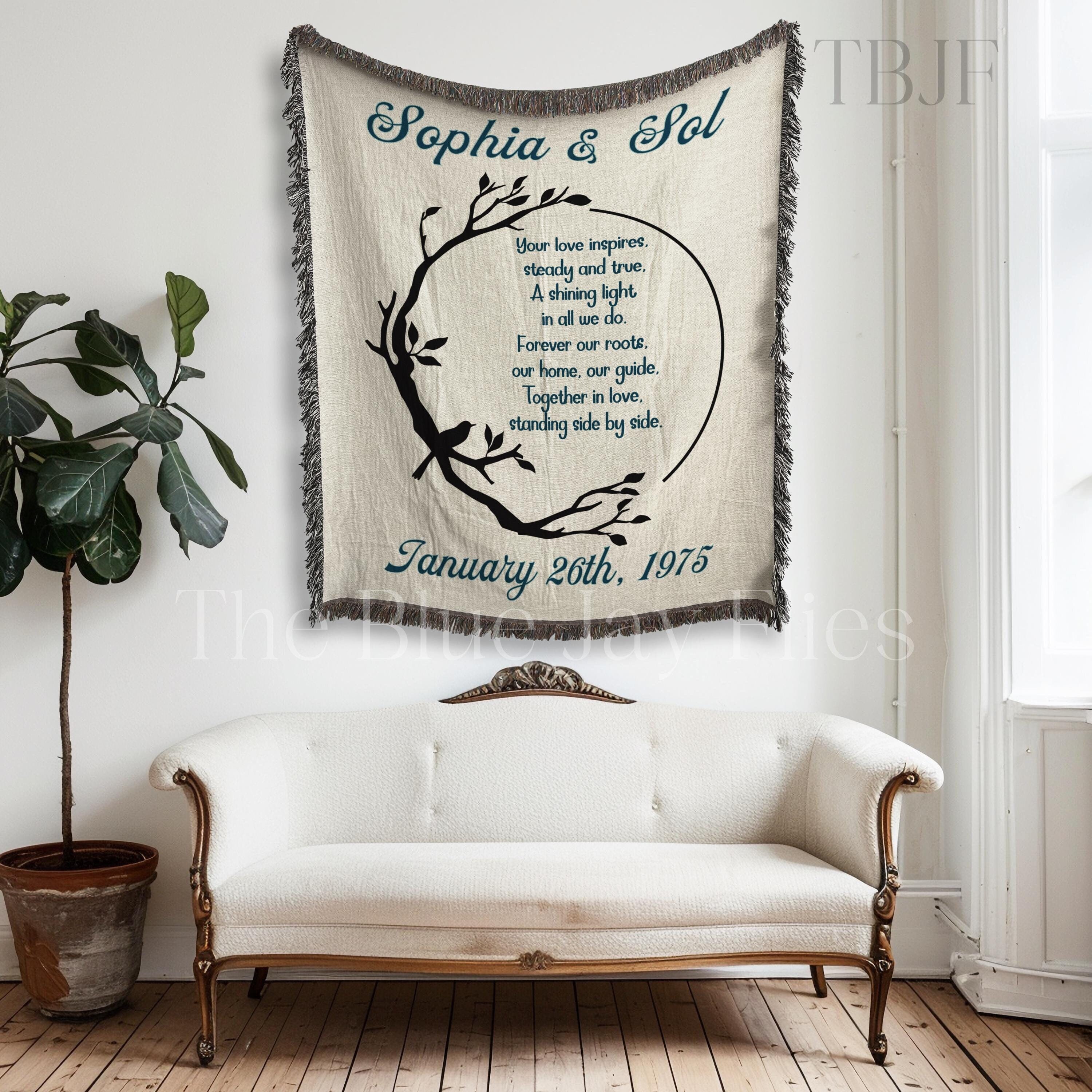 Milestone Anniversary Love Poem to Parents Custom Woven Throw Blanket ...