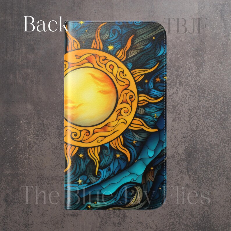 Celestial Sun & Planets Faux Stained Glass Print Samsung 21 22 Flip ...