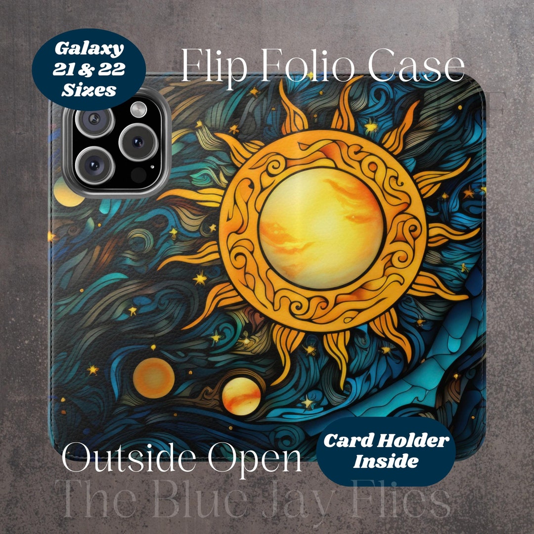 Celestial Sun & Planets Faux Stained Glass Print Samsung 21 22 Flip ...