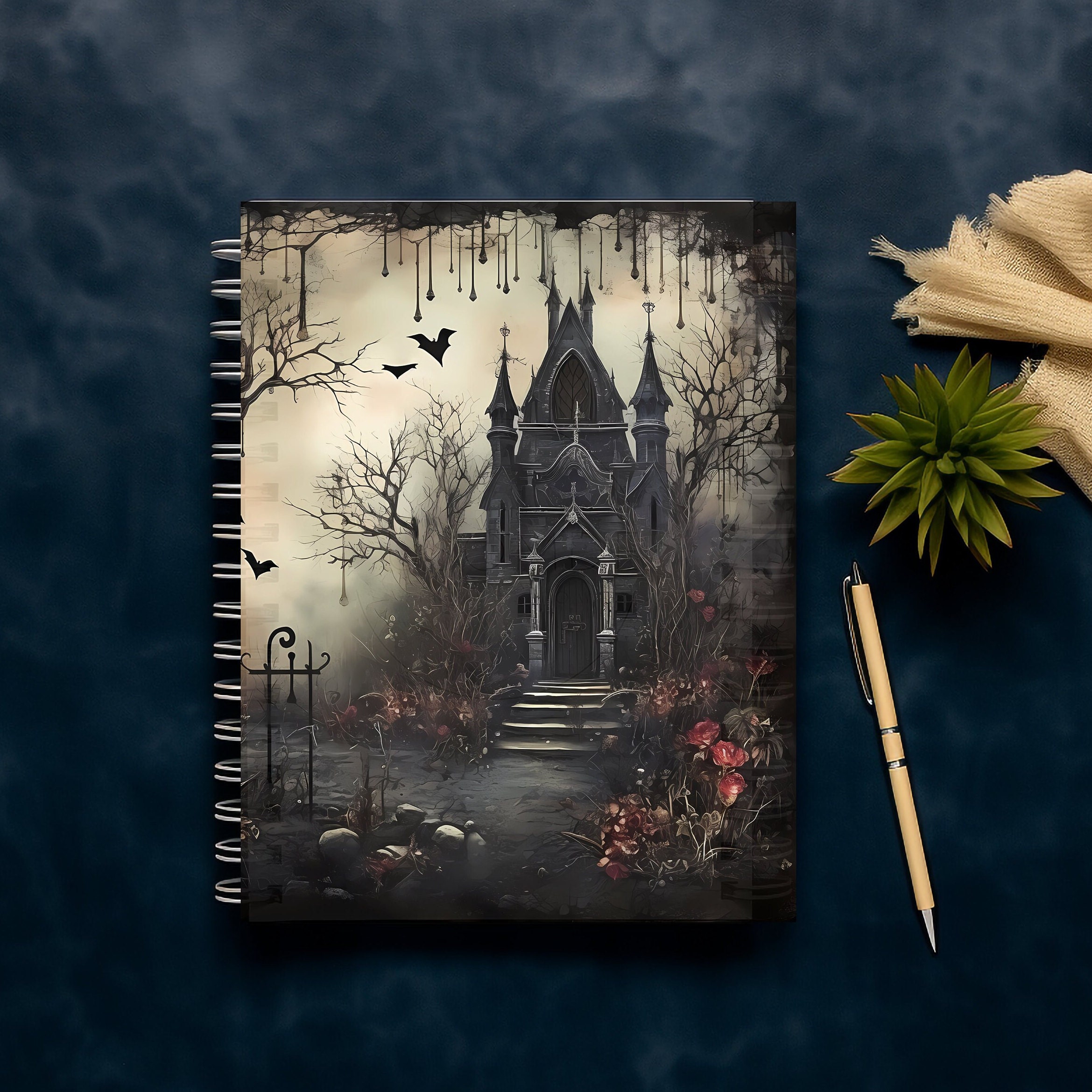 Gothic House Notebook, Creepy Cryptid Art Personal Journal, Dark ...