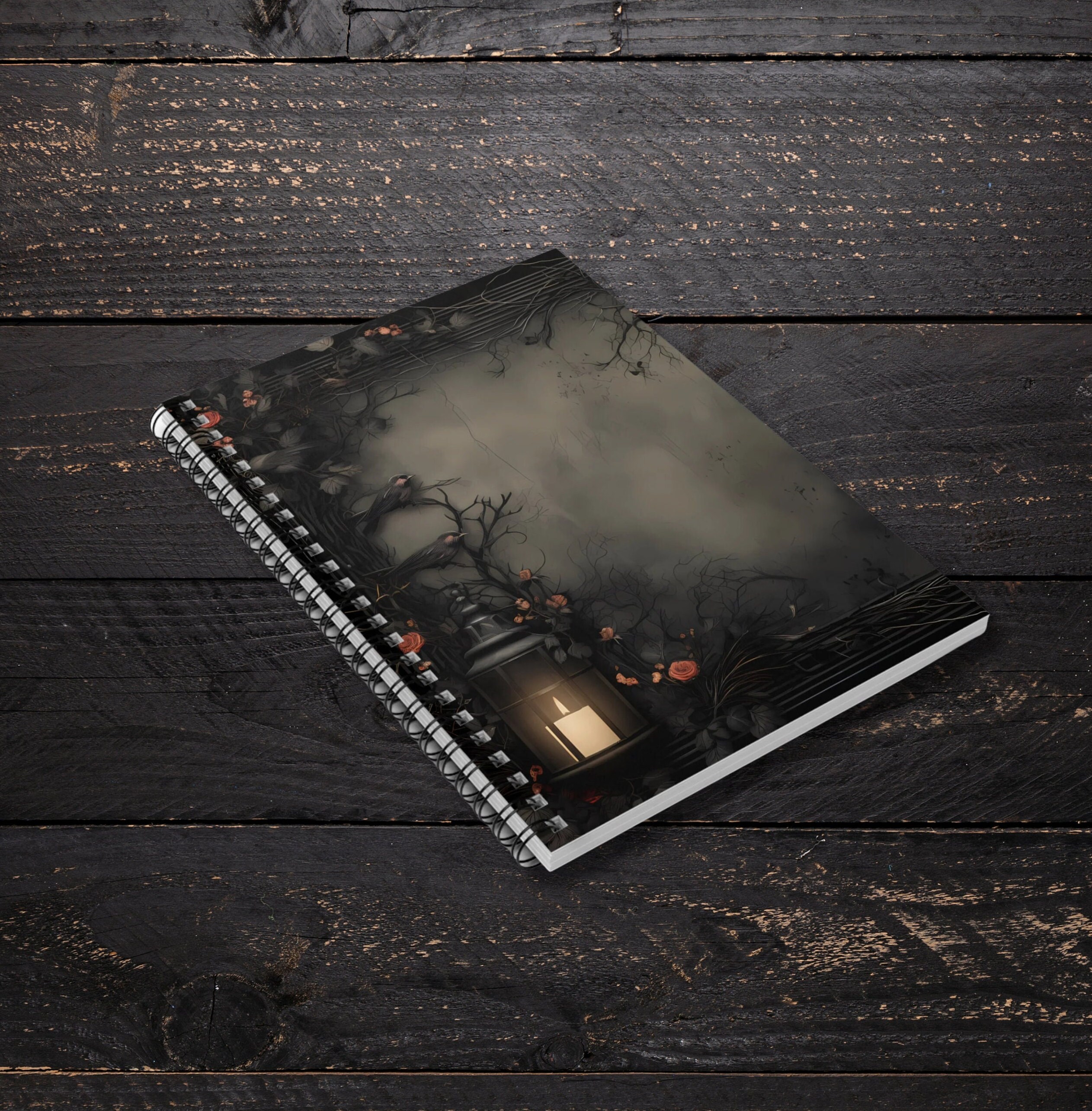 Gothic Lantern and Birds Spiral Notebook Creepy Cryptid Personal ...