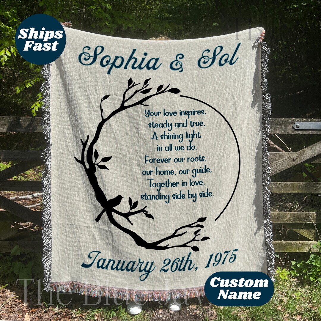 Milestone Anniversary Love Poem to Parents Custom Woven Throw Blanket ...