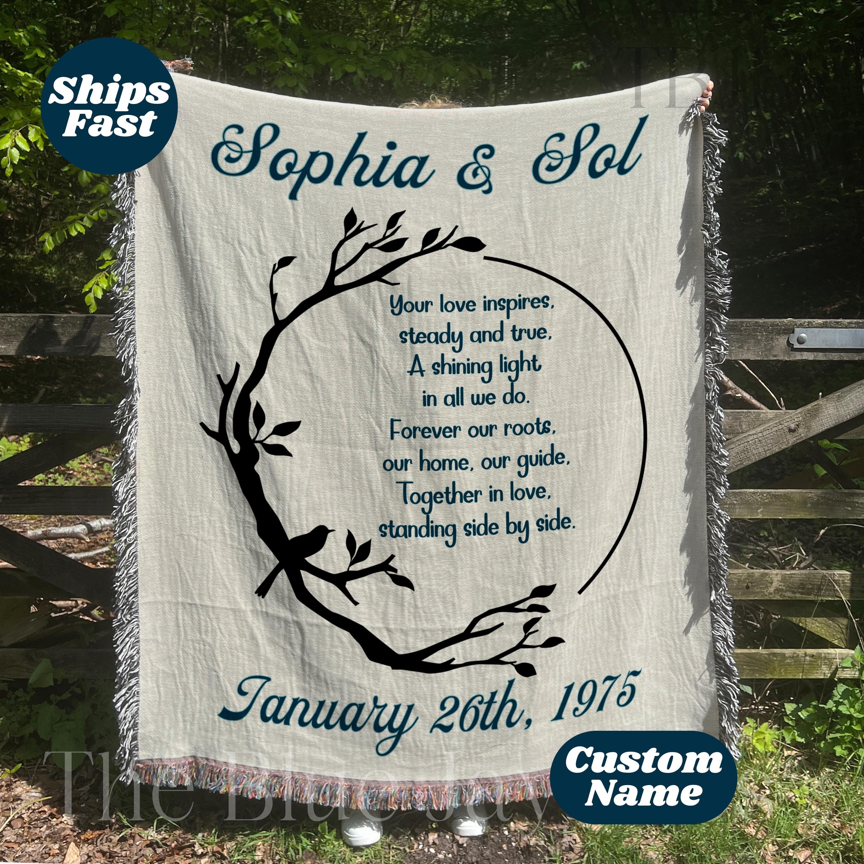 Milestone Anniversary Love Poem to Parents Custom Woven Throw Blanket ...