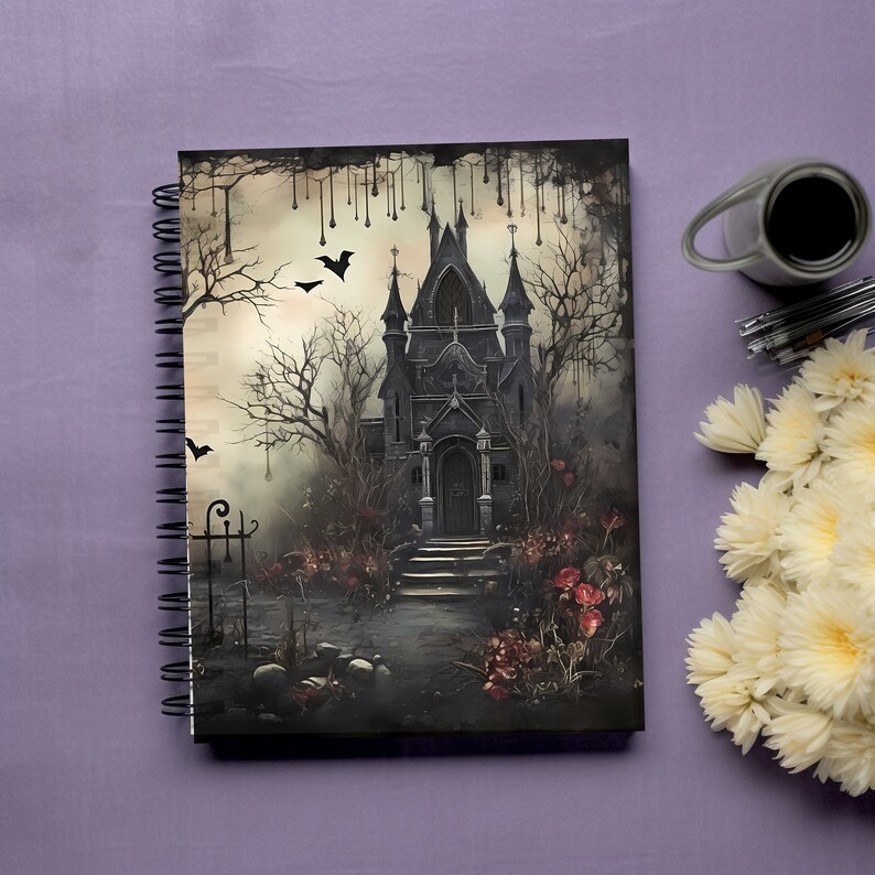 Gothic House Notebook, Creepy Cryptid Art Personal Journal, Dark ...