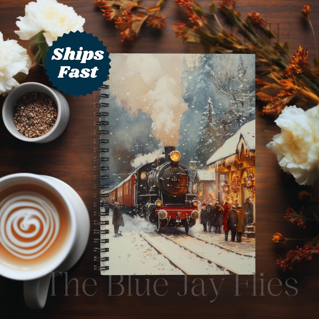 Nostalgic Christmas Train Notebook, Modern Farmhouse Country Art ...