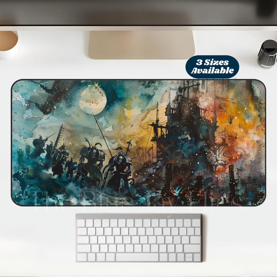 Mythical Battle Theme Gaming Keyboard Desk Mat, Fantasy Art Table Top ...