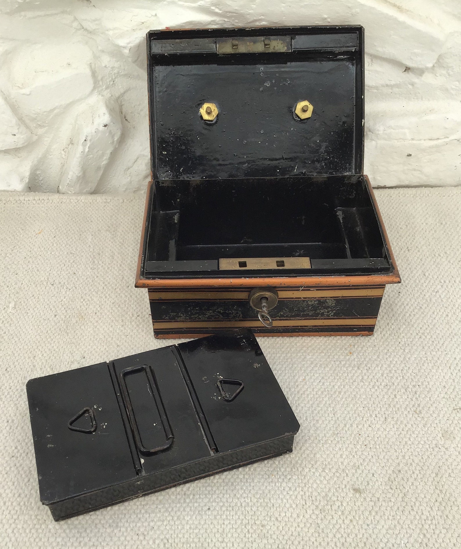 Victorian Metal Cash Box with Inner Trays and Working Lock | Etsy