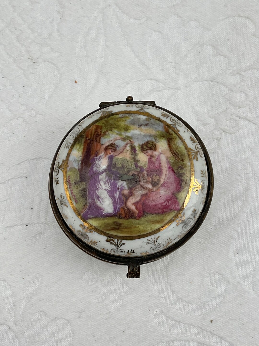 19thc Ceramic Hinged Lidded Trinket Dish /pill Box - Etsy
