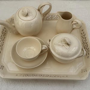 Vintage Leedsware Creamware Tea Set and Tray - Etsy