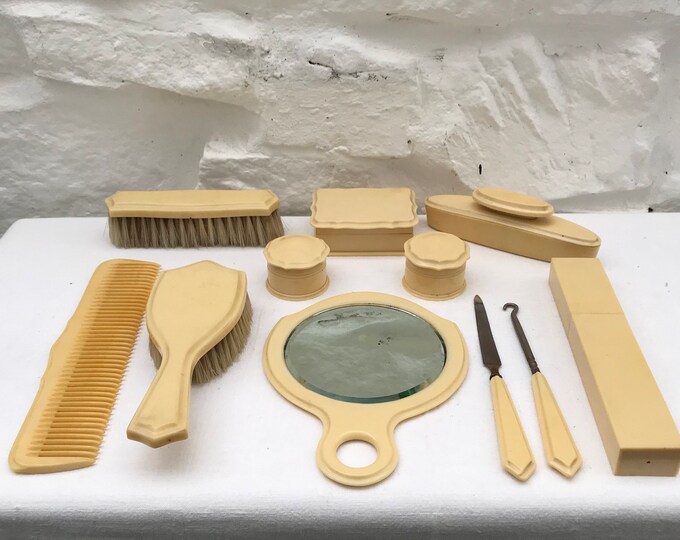 1930s Bakelite/celluloid Dressing Table Set / Vanity Set / Eleven ...