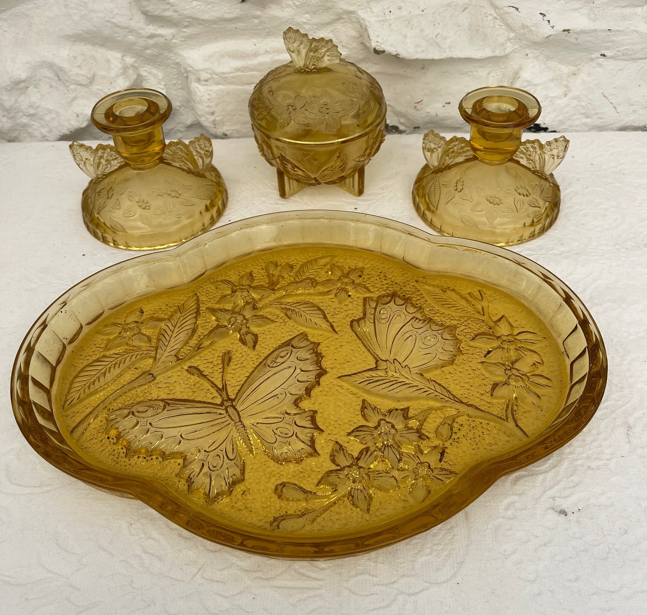 Vintage Art Deco 1930s Sowerby Glass Butterfly Design / - Etsy