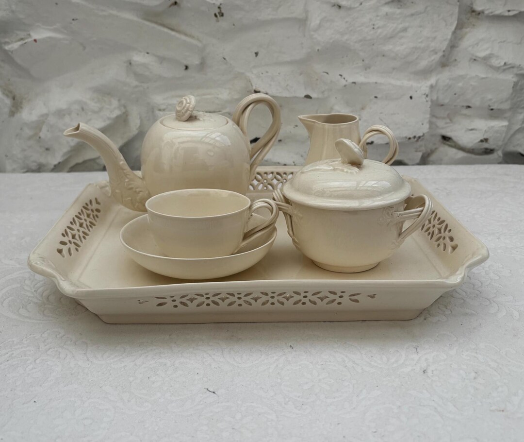 Vintage Leedsware Creamware Tea Set and Tray - Etsy