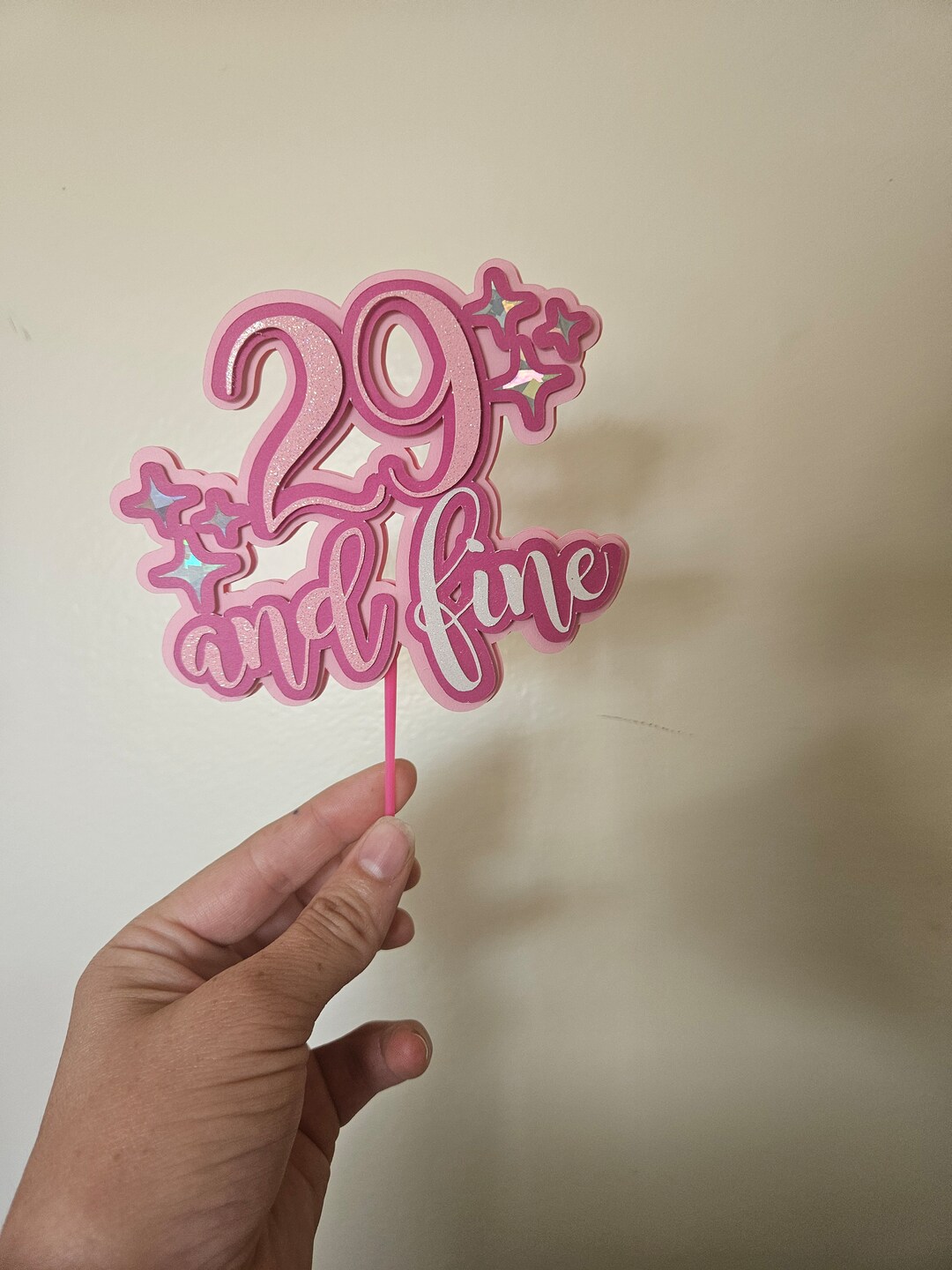 29 and Fine Cake Topper 29th Birthday Pink Cake Topper Birthday Cake 29 ...