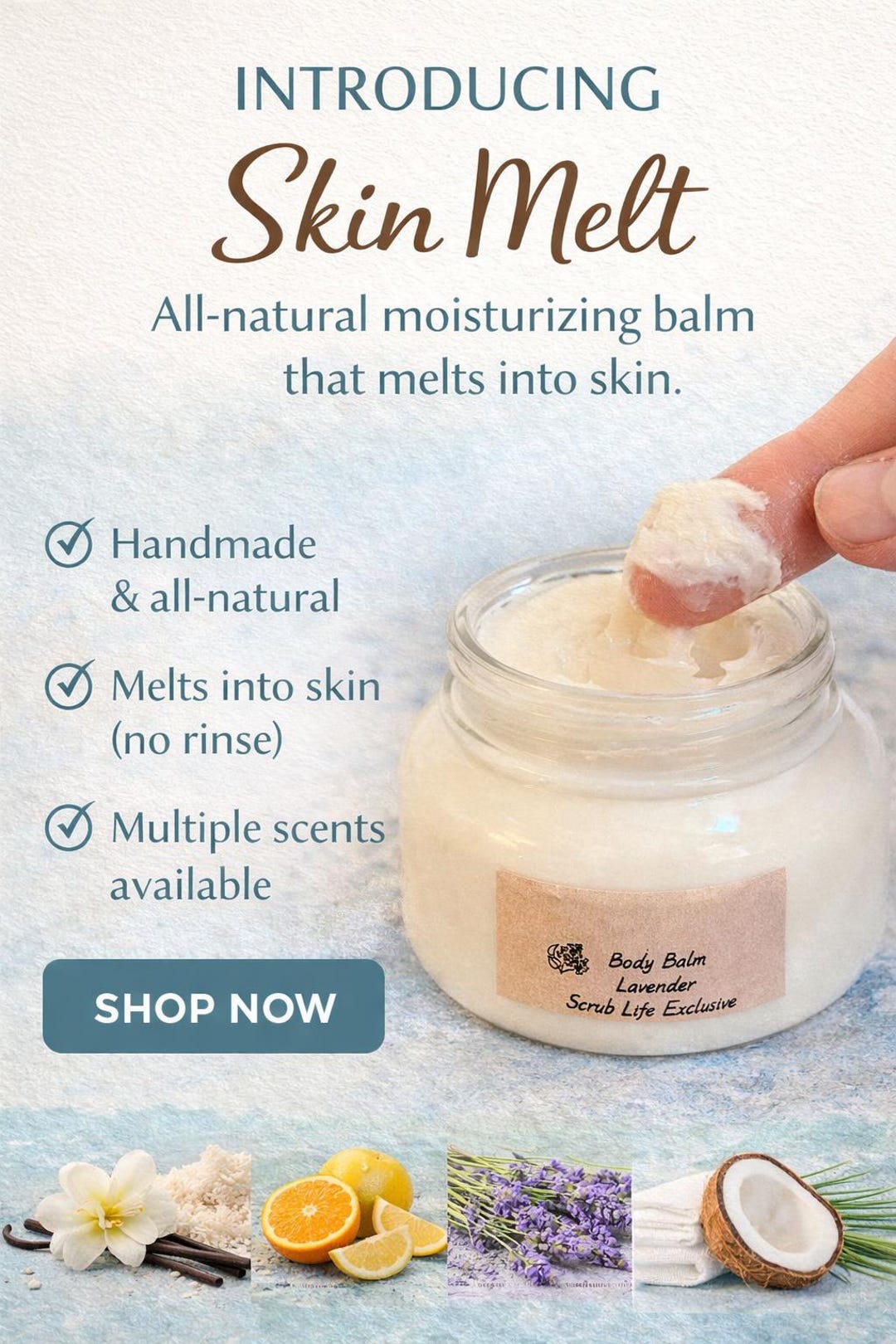 All Natural Skin Melt Body Balm | Custom Scent, Handmade - Etsy