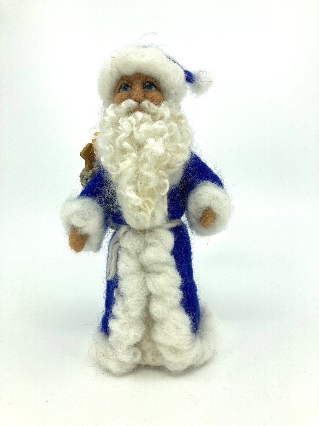 Santa in Blue Needle Felted Figure - Etsy