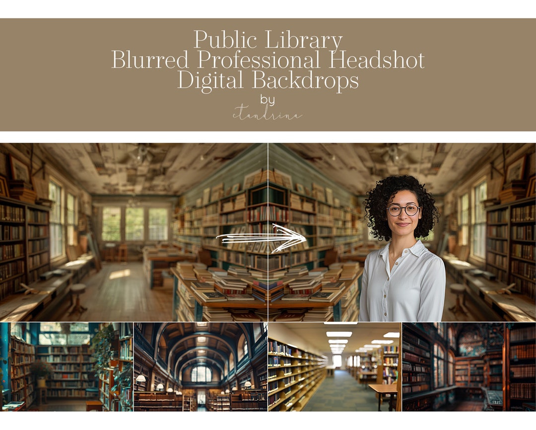 Public Library Headshot Digital Backdrops, Librarian Blurred ...