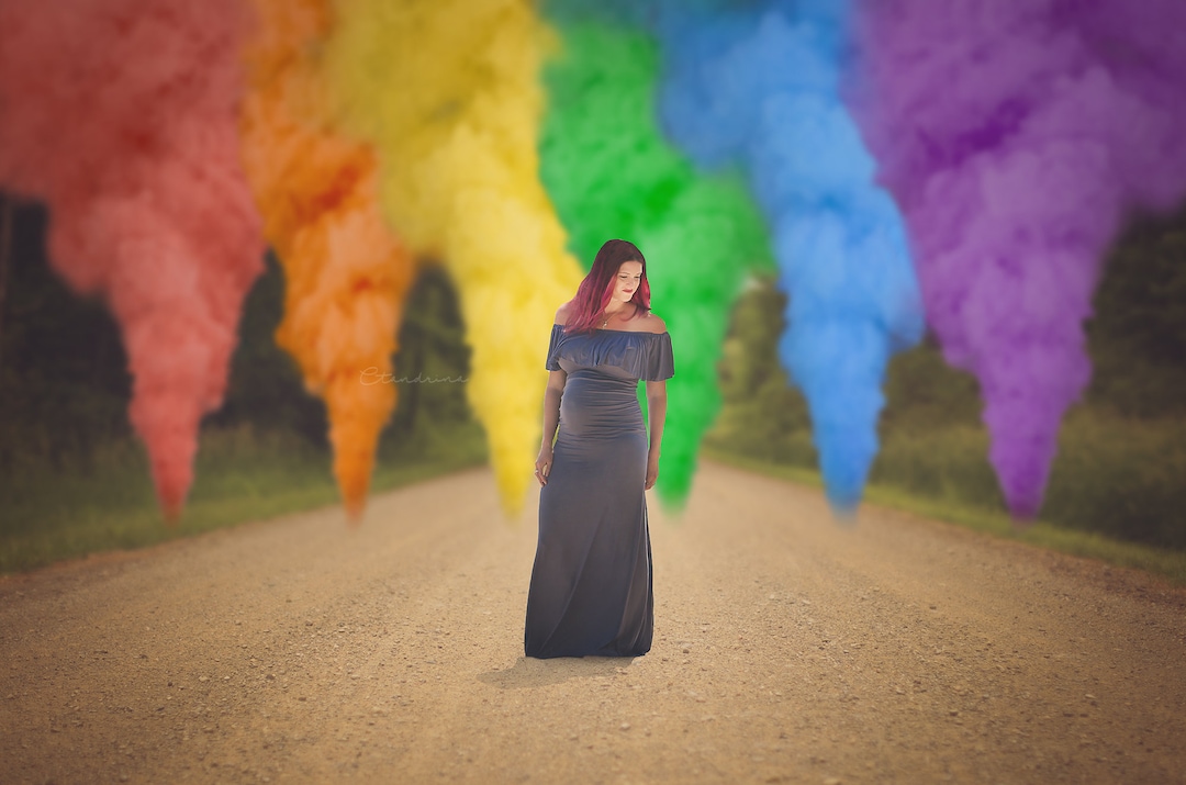 Rainbow Smoke Bomb Digital Backdrop, Rainbow Baby Digital Backdrop ...