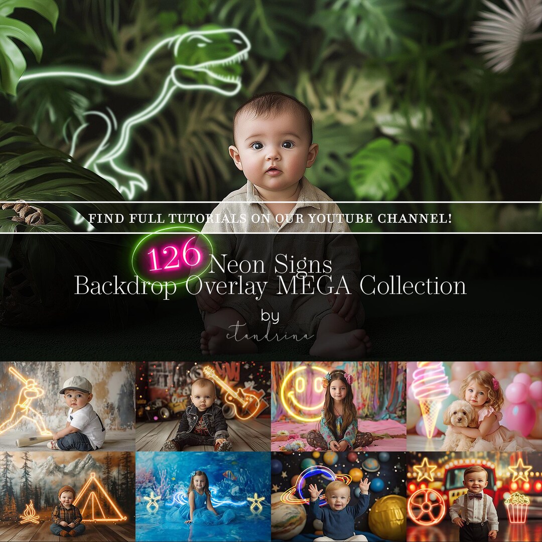 126 Neon Sign Backdrop Overlays: Mega Digital Collection (5000x5000 Px ...