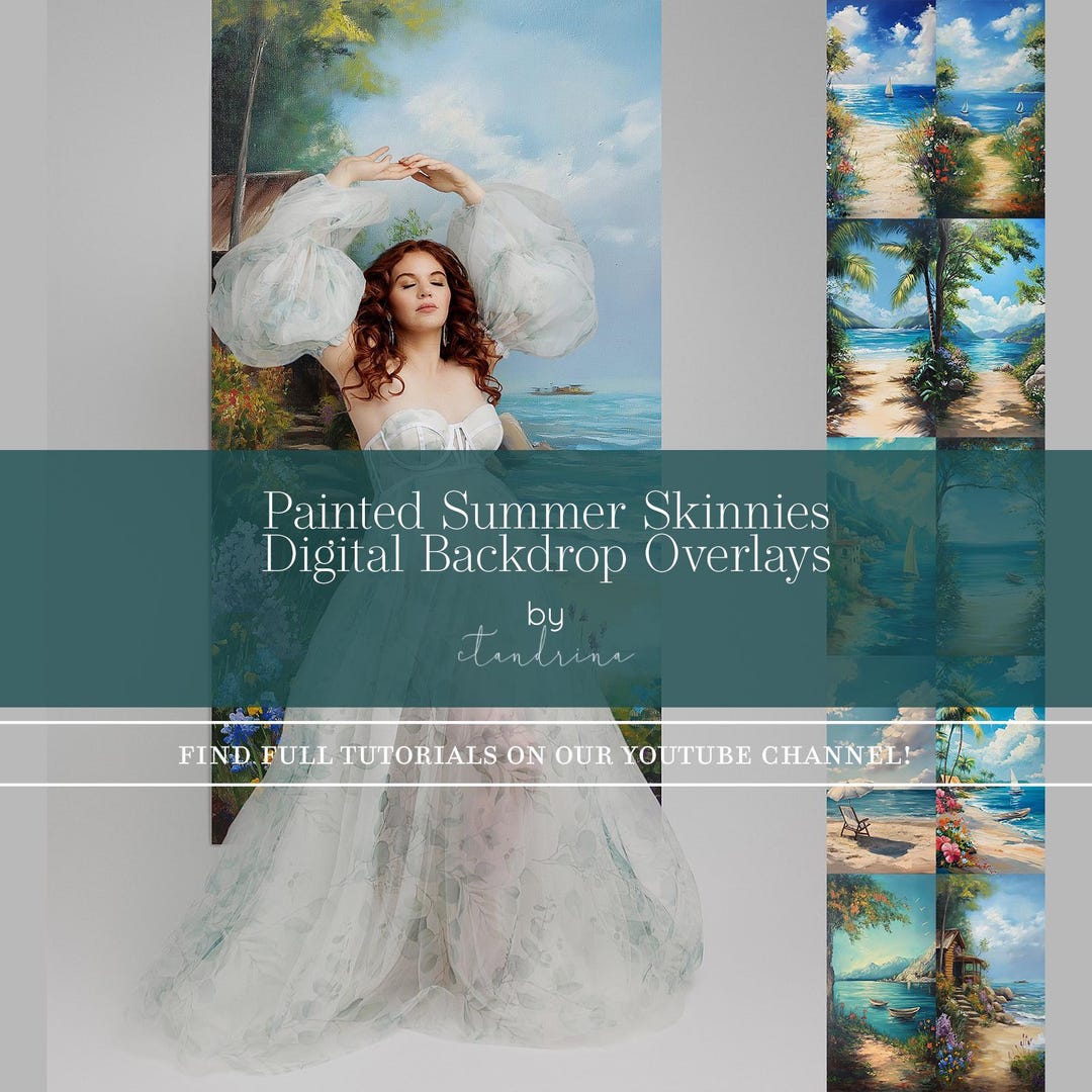 Painted Summer Beach Digital Backdrop Overlays (JPG Files) - Etsy