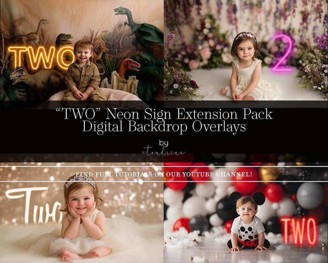 Neon "two" Sign Overlays: Photoshop Cake Smash (digital Download) - Etsy