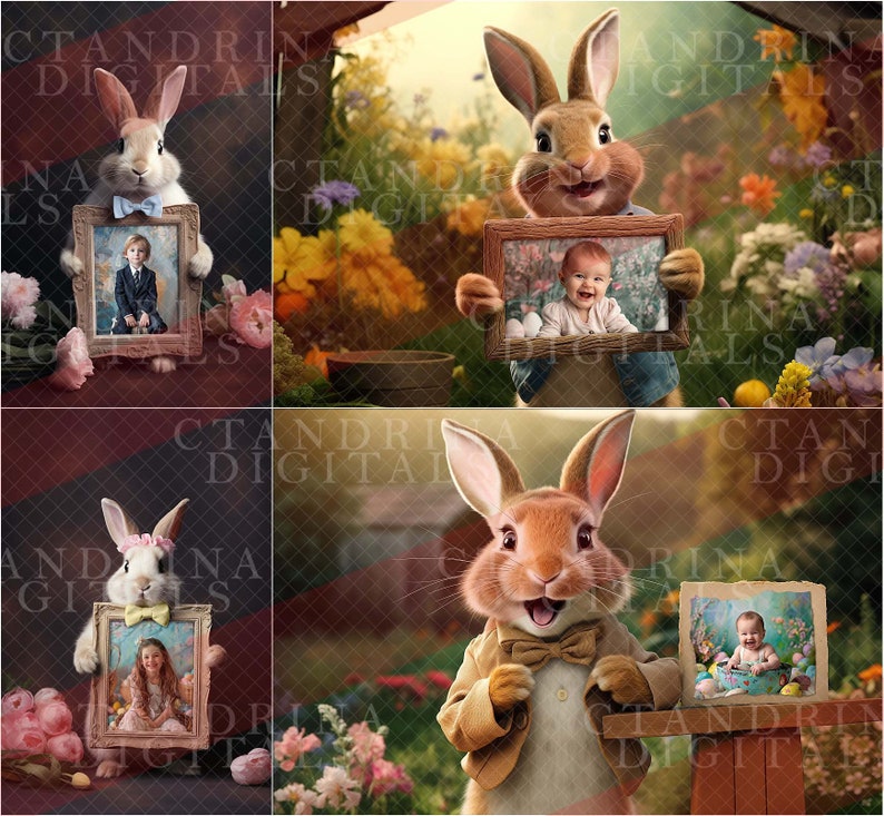 Easter Bunny Photo Frame Templates for Photoshop (.PSD) - Etsy