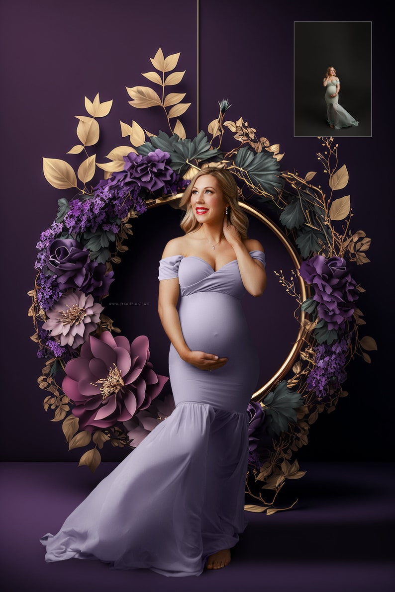 Purple Floral Ring Backdrops Floral Hoop Backdrops Maternity - Etsy