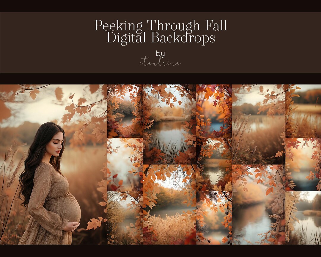 Peeking Through Fall Digital Backdrops, Maternity Digital Backdrops ...