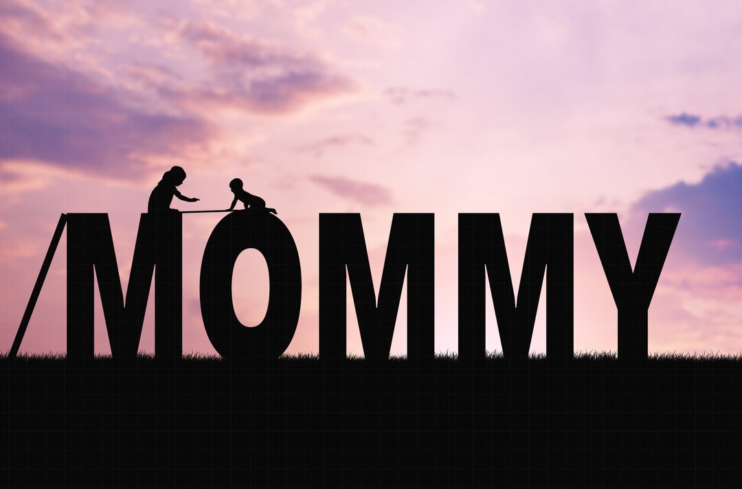 Mommy Sunset Silhouette Digital Backdrop, Mother's Day Silhouette ...