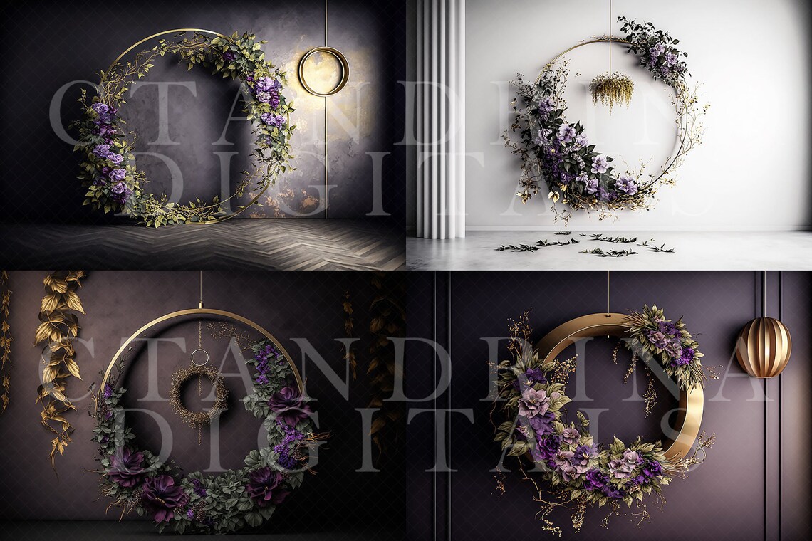 Purple Floral Ring Backdrops Floral Hoop Backdrops Maternity - Etsy